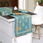 Buy ODE & CLEO Sheeting at Back at Front Foil Print Teal Blue/White ...