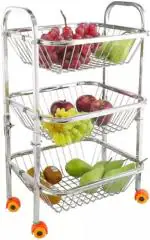Buy KPT Fruits/Vegetables Kitchen Rack Steel Fruit & Vegetable Trolley ...