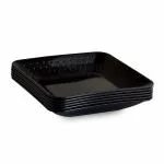 Buy SAURA Plastic Gourmet Square Snacks Big Plate (Black) - 12 Pieces ...