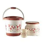 Buy Polyset Valley of Tulip Foil Printed Bathroom Set of 3, Ultra ...