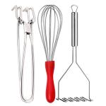 Buy DreamBasket Stainless Steel Pakkad & Egg Whisk & Potato Masher for ...