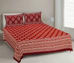 Buy Quilt n Razai Red Printed Cotton King Flat Bedsheet with Pillow ...