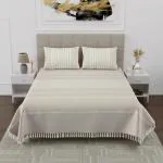Buy Varde Brown Handloom Cotton Double Bedsheet with 2 Pillow Covers ...
