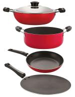 Buy Nirlon 4 pcs of Red, Black Kitchen Pot and Pans Cookware Combo Set ...