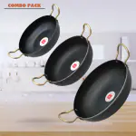 Buy LAZYwindow Traditional Iron Deep Bottom Kadhai / Frying Kadhai with ...