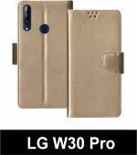 Buy Sbms Lg W30 Pro Gold Artificial Leather Shock Proof Flip Cover ...