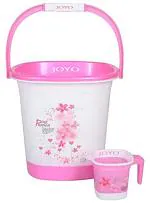 Buy Joyo Super Deluxe Square Plastic Pink Bucket ( 18 Litre ) With ...