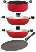Buy Nirlon 4 pcs of Non-stick Pot and Pans Cookware Set with Bakelite ...