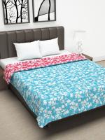 Buy Divine Casa Pink & Sky Blue Floral Microfiber Polyester Double ...