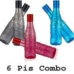 Buy KITCHUB Non Toxic Checkered Pattern Fridge Water Bottle (1000 ML) (6) Pack of 6 multi color ...