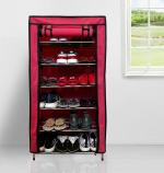 Buy POWEREST Foldable Metal Shoe Rack, Zip Cover with Side Pocket (6 ...
