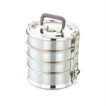 Buy JVL Silver Stainless Steel Round Lunch Box With 4 Compartments And ...