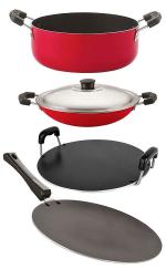 Buy Nirlon Red Aluminium Pot and Pans Cookware Combo Set Online at Best ...