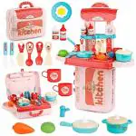 Buy NAXUE Plastic Portable Kids Chefs Kitchen Set with Suitcase Toy Set ...