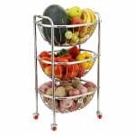 Buy oyTray Round Shape Stainless Steel Fruit and Vegetable Trolley - 3-Layer Kitchen Organizer ...