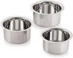Buy NEELAM Stainless Steel Flat Bottom Tope Set of 3 Pcs Cookware Set ...