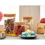 Buy PUREFIT ; Healthy Me Round Borosilicate Storage Jar wooden lid ...