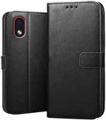 Buy Clickaway Black Faux Leather Back Case Cover For Samsung Galaxy M01 ...