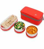 Buy Blu Bel Classic stainless steel Red Color Lunch Box Air Tight 3 ...