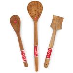 Buy HAZEL Wooden Kitchen Tools Spoon Set of 3 ( Oval Spatula Small ...