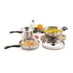 Buy Anjali Fiesta Pro 3pc Stainless Steel Cookware Set with Sauce pan, Fry Pan and Kadai with ...