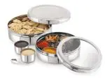 Buy Neelam Stainless Steel Puri Dabba 1575 ml and See Through Masala ...
