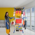 Buy TNC STAINLESS STEEL DOUBLE POLL 3 TIER 4 WINGS BLUE CLOTH DRYING ...