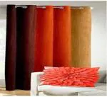 Buy Styletex 151 cm (5 ft) Polyester Window Curtain Single Curtain (Striped, Orange) Online at ...