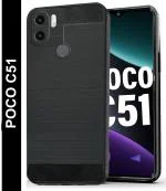 Buy HUPSHY Back Cover for POCO C51 (Black, Flexible, Silicon, Pack of ...