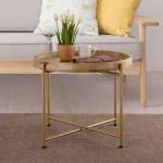 Buy Metalsmith Gold Wooden Side Table For Living Room, Bedroom, Kitchen ...