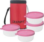 Buy Granify A-627 Red Plastic Lunch Box with 4 Plastic Containers and Lunch Box Bag 1200 ml ...
