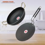 Buy LAZYwindow Traditional Iron Tawa And Deep Bottom Kadhai Combo Pack ...