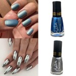 Buy Bella Trendy Long lasting Metallic Shining Blue Silver Nail Polish ...