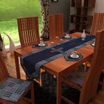 Buy Home Heart Blue Cotton Table Runner And Mat Set, 14x45 inch (Pack ...