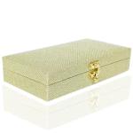 Buy Vintage Gulley Shimmering Golden Fabric Wooden Jewellery Box (20 x 10 x 4) cm Online at Best ...