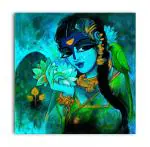 Buy Tamatina Multicolor Religious Art Radha Rani With Parrot God ...