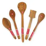 Buy HAZEL Wooden Kitchen Tools Spoon Set of 5 (Serving Jhara, Rice ...