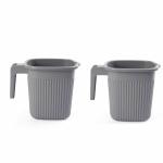 Buy Regalo Plastic Square DLX Ribbed Mug,1.5 LTR (Packof2) (Dark Grey ...