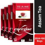 Buy TE-A-ME Assam Black Tea, 100 Tea Bags (Pack of 4 Boxes - 4 X 25 Tea ...
