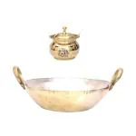 Buy ROYALSTUFFS Brass Pital Heavy Weight Serving Kadhai Cookware with ...