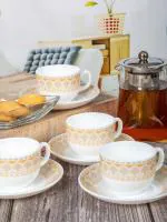Buy Cello Opalware Divine Coffee /Tea Cup Saucer Set (Set of 6pcs Cup ...