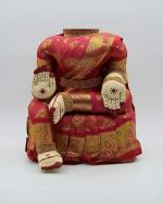 Buy Puja N Pujari Fabric Varalakshmi Idol Pink and Gold Saree ...