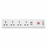Buy One Beat Extension Board with 4 Socket, 2 USB Ports, 2 Meter Power Cable, with Power Load 10 ...