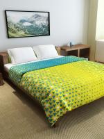 Buy Divine Casa Yellow and Green Geometric Microfiber Polyester Double ...