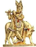 Buy Astroghar Metal Shree Krishna Ji Statue Golden Finished With Jerkin ...