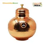 Buy Mr. Copper King Premium Pure Copper Round Water Matka Tank Hammered ...