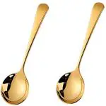 Buy YELONA Gold Soup Spoon, SUS 304 Stainless Steel Round Spoon with ...