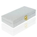 Buy Vintage Gulley Shimmering Silver Fabric Wooden Jewellery Box (20 x 10 x 4) cm Online at Best ...
