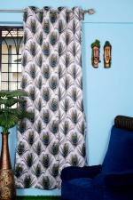 Buy Parda Online White Polyester Printed Eyelet Window Curtain 7ft ...