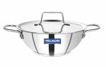 Buy NELKON Stainless Steel Deep Kadhai with Impact Bonded Triply Base ...
